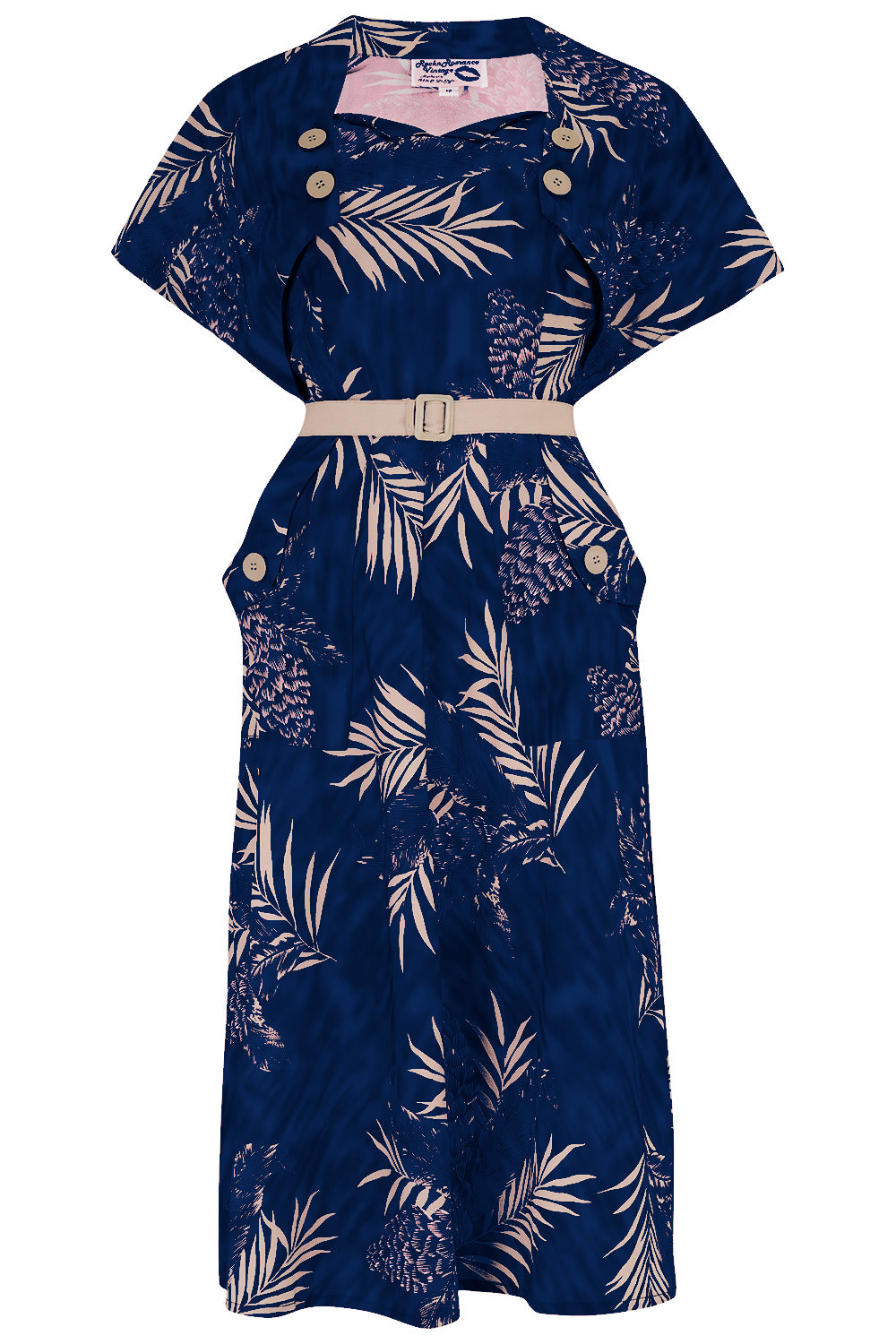 Make Do & Mend Sample Sale "Ayda" Dress in Sapphire Palm Size 12.. PLE – Rock n Romance