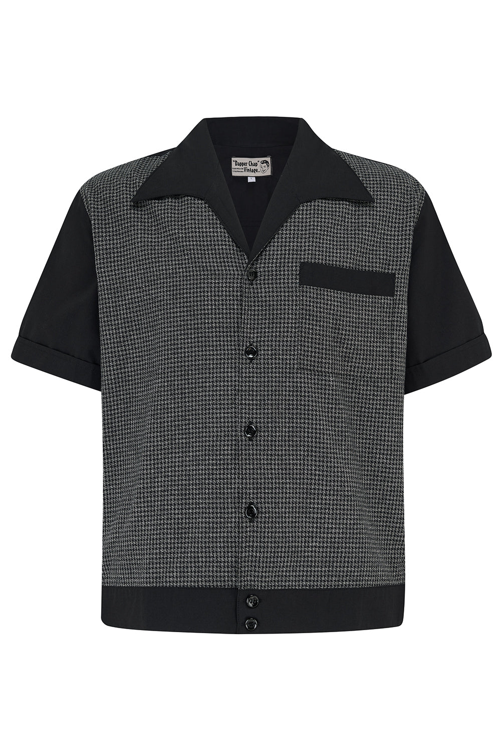 Mens "Benson" Banded Hem RocknRoll Shirt In Grey & Black, 100% Cotton ...