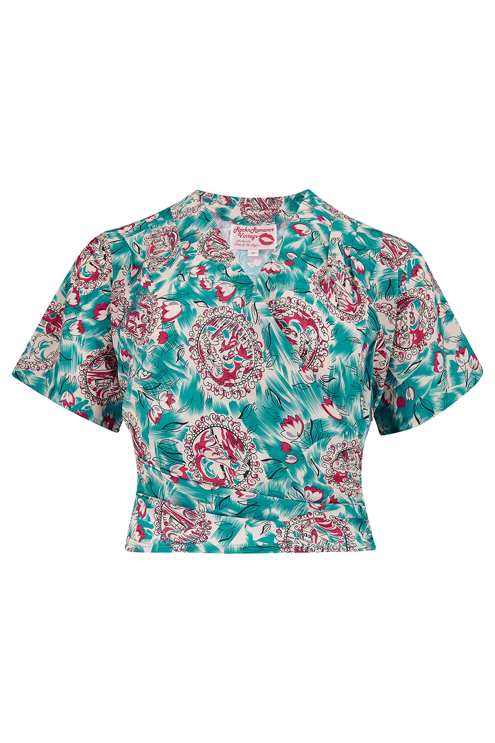 The "Darla" Short Sleeve Wrap Blouse in Summer Breeze Print, True 1950 ...