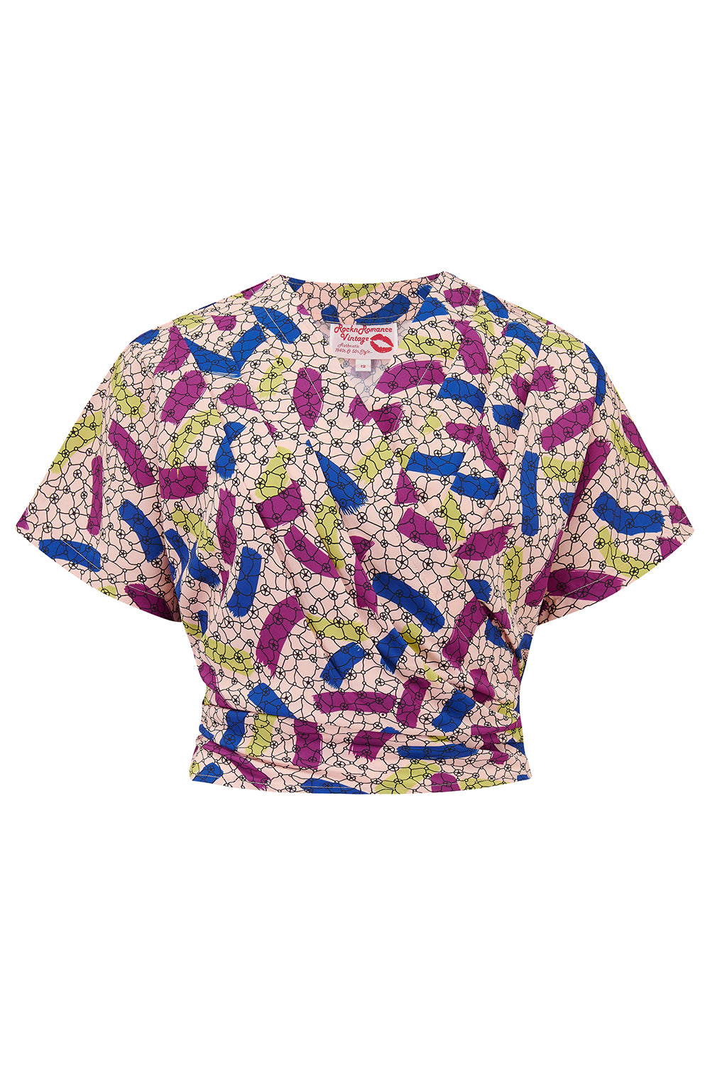 The "Darla" Short Sleeve Wrap Blouse in Confetti Print, True & Authent ...