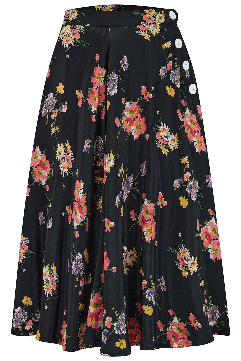 "Isabelle" Skirt in Black Mayflower, Classic & Authentic 1940s Vintage ...