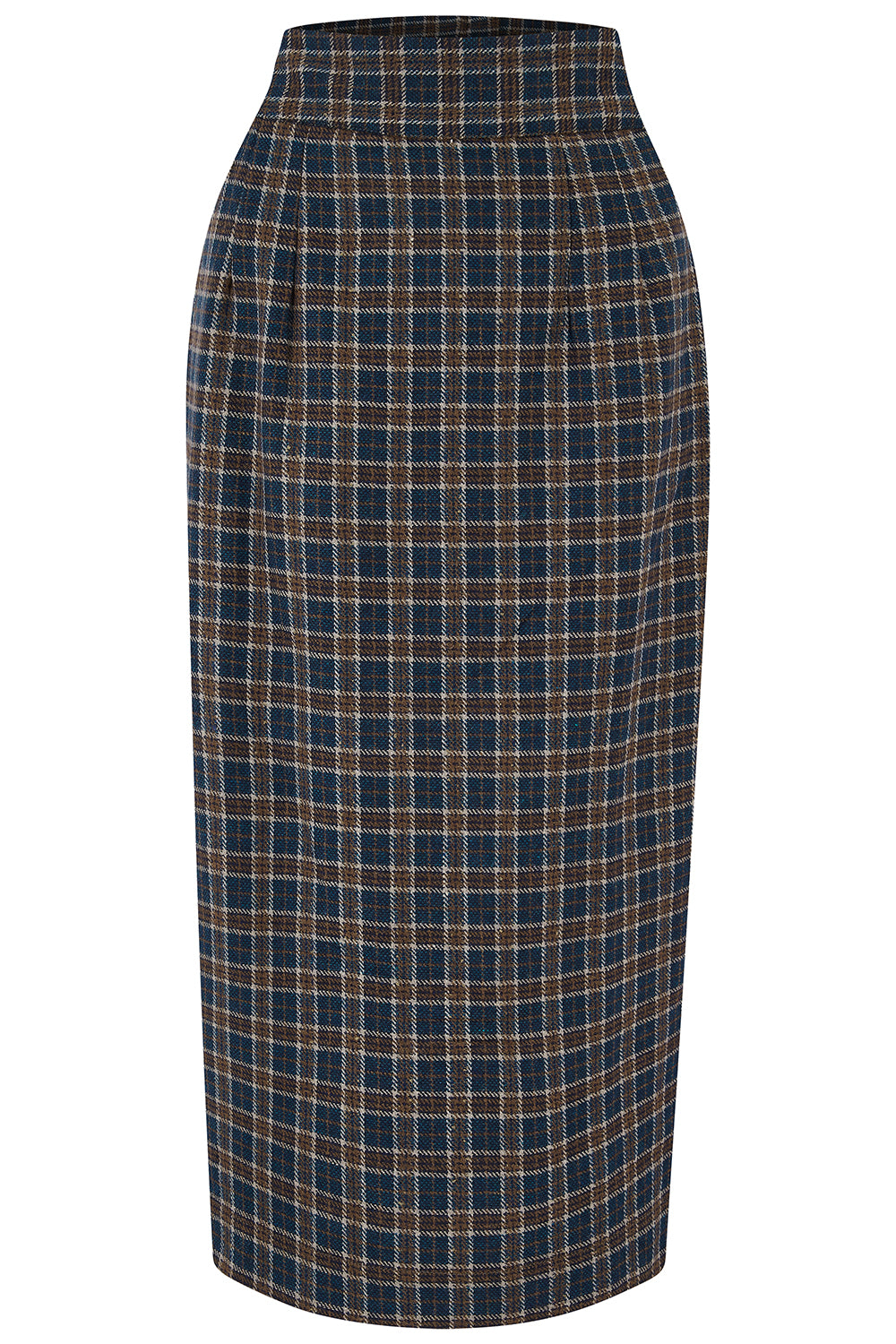 RnR "Luxe" Range "Jitterbug" Pencil Skirt with Kick-Pleat in Navy & Br ...