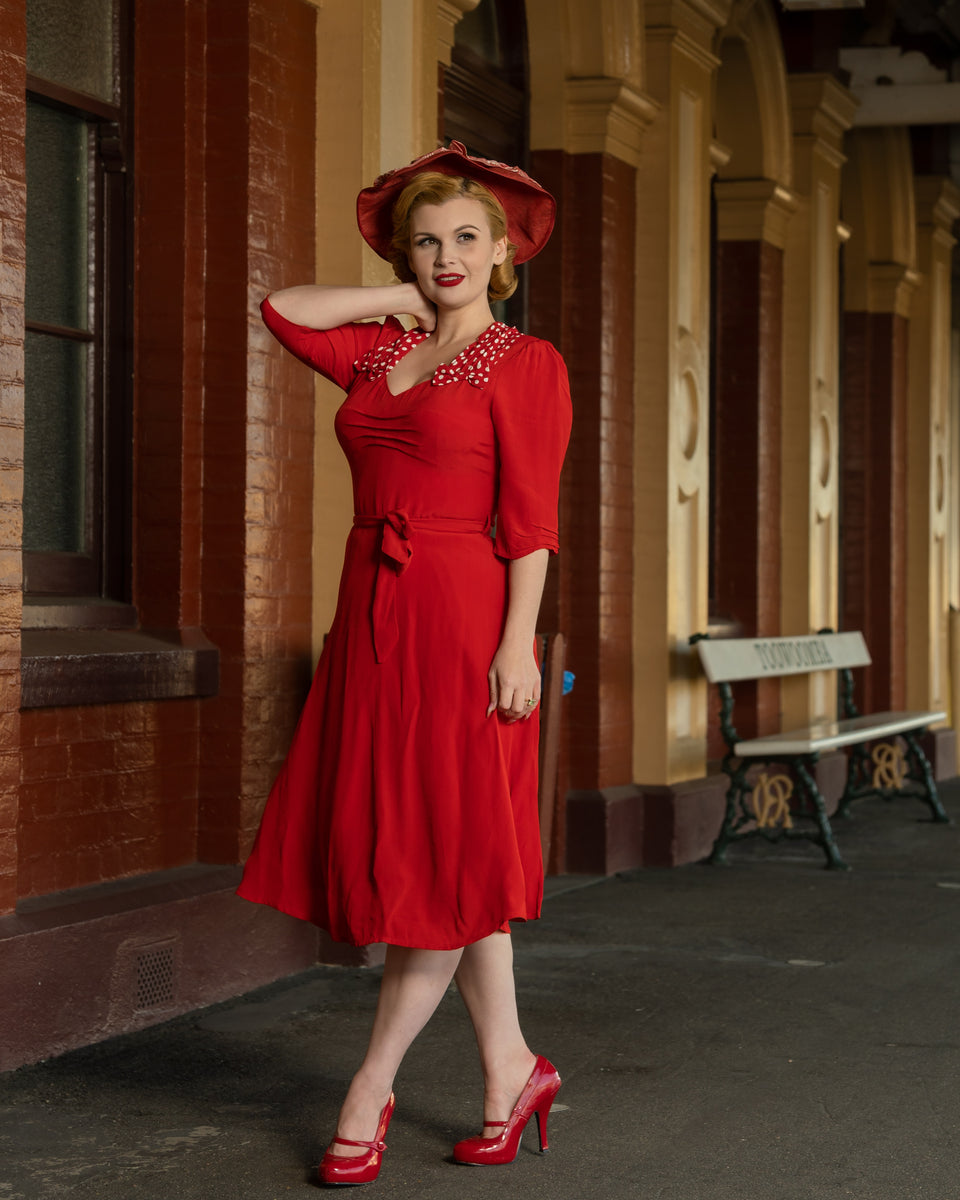 "Veronica" Dress in Lipstick Red, A Classic 1940s Vintage Style by The ...