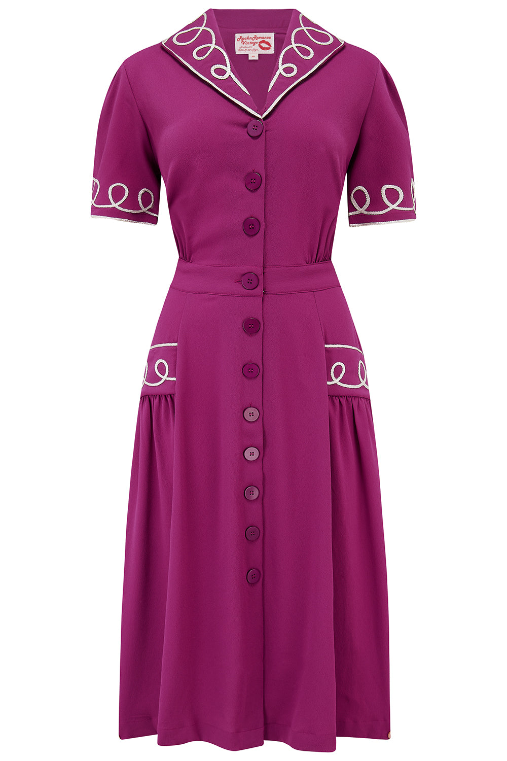 The "Loopy-Lou" Shirtwaister Dress in Plum with Contrast RicRac, True ...