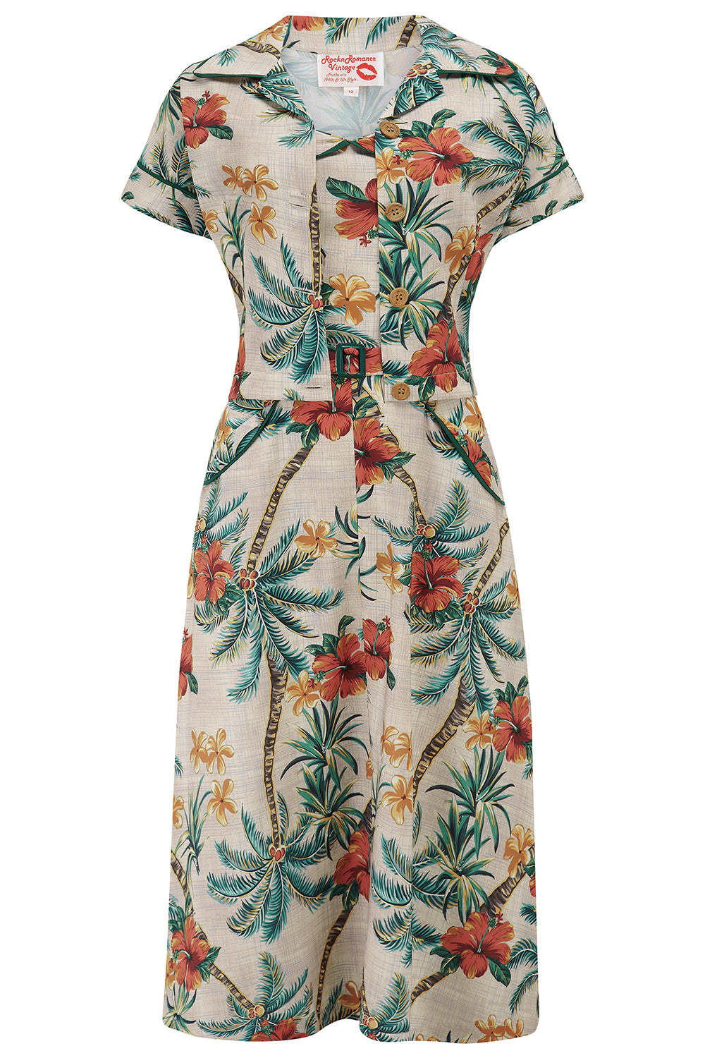 The "Lucille" 2pc Sweetheart Dress & Bolero Set In Tiki Palm Print, Tr ...