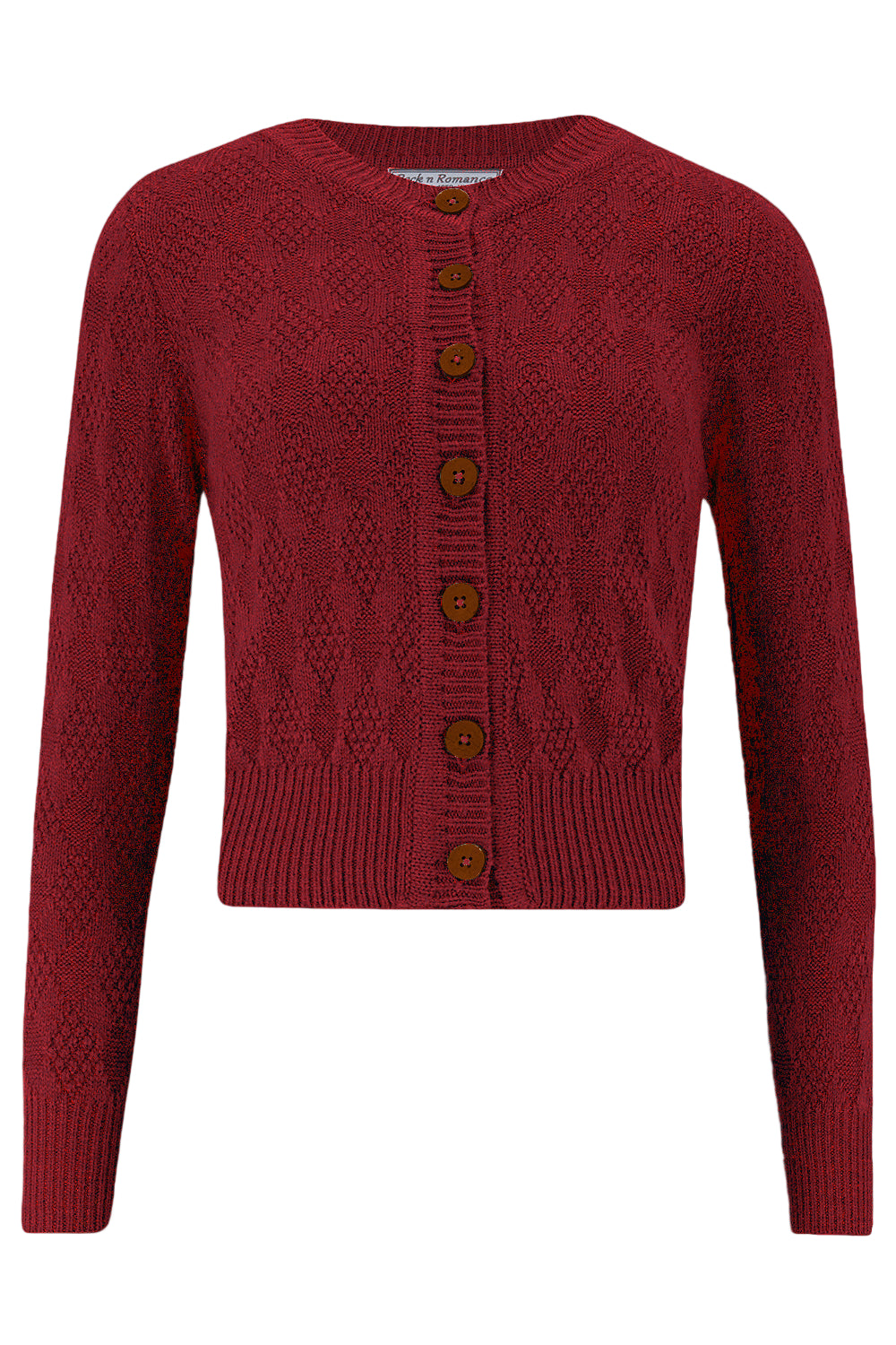 The "Sandra" Textured Diamond Knit Cardigan in Cherry Red, 1940s & 50s ...