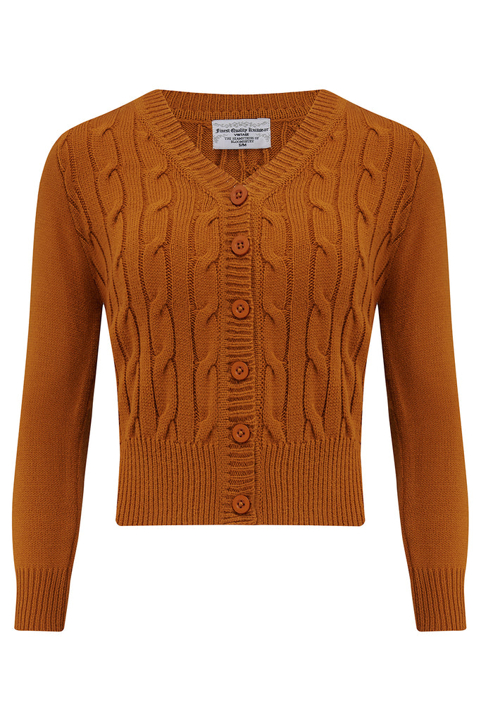 Cable Knit Cardigan in Ginger, Stunning 1940s True Vintage Style – Rock ...