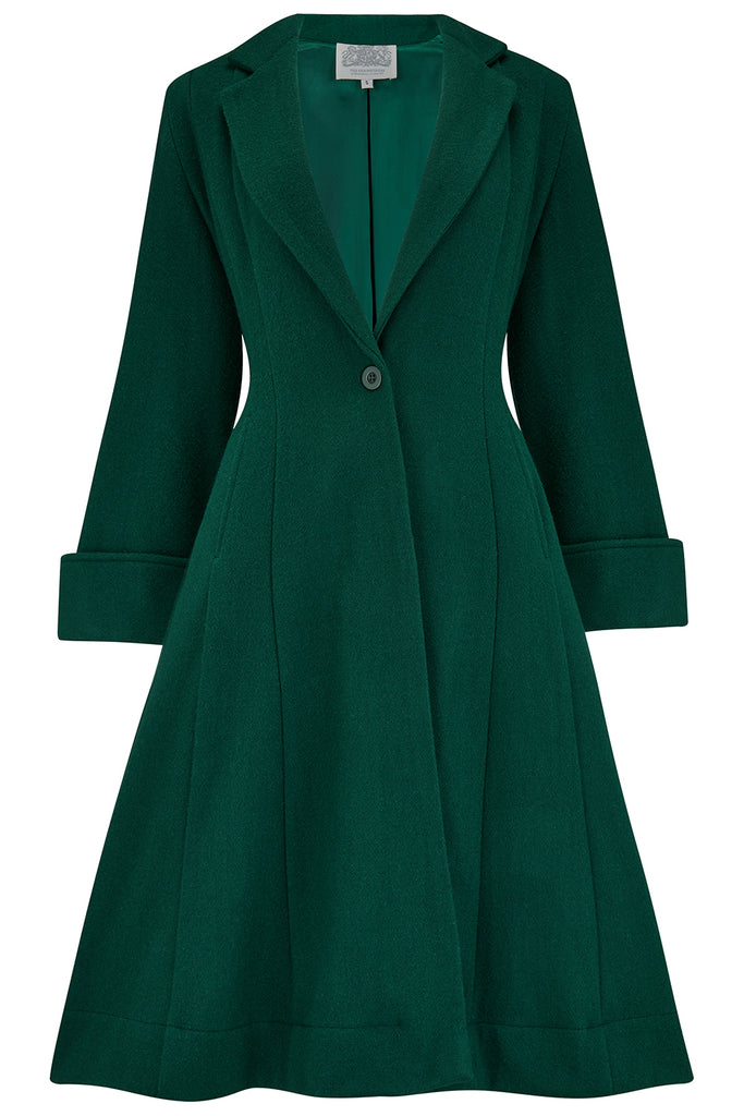The Elizabeth Coat in Green, 100% Wool & Satin Lined. A Classic Fitted ...