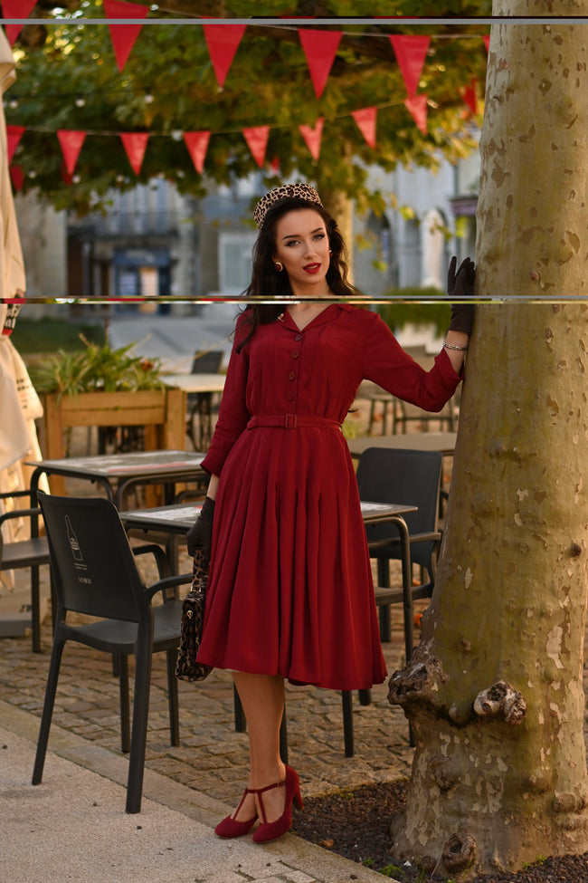 Lucille shirt dress CC41 in Windsor Wine, Classic 1940s True Vintage S ...