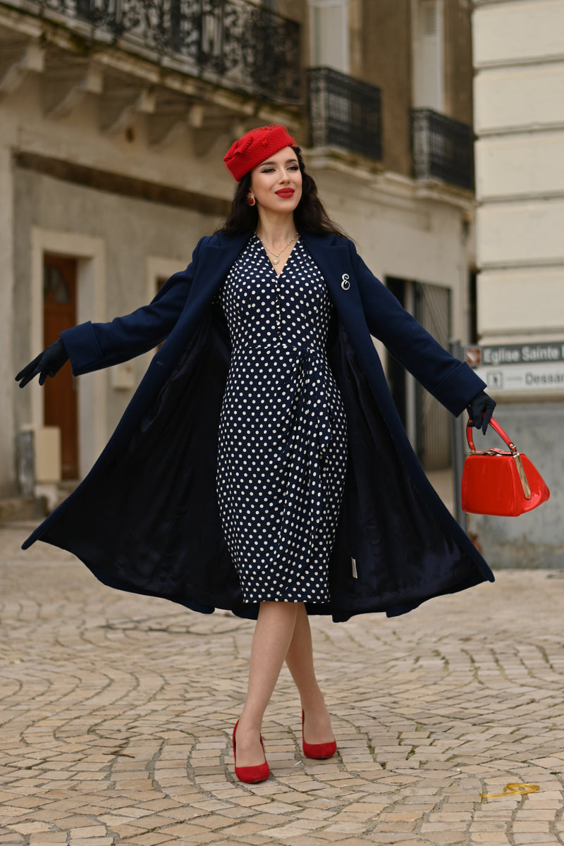 The Elizabeth Coat in Navy, 100% Wool & Satin Lined. A Classic Fitted ...