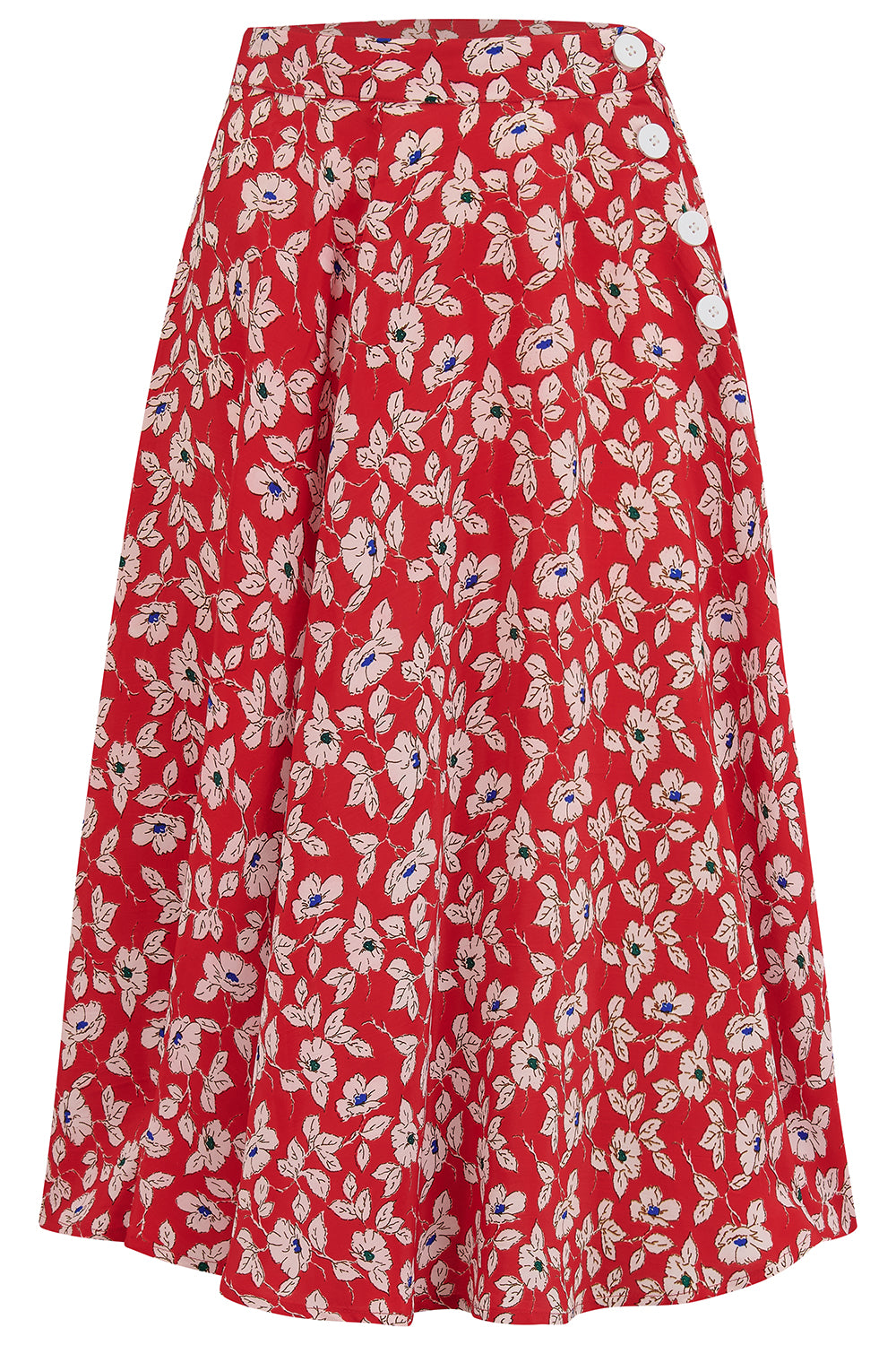 "Isabelle" Skirt in Red Pansy Print, Classic & Authentic 1940s Vintage ...