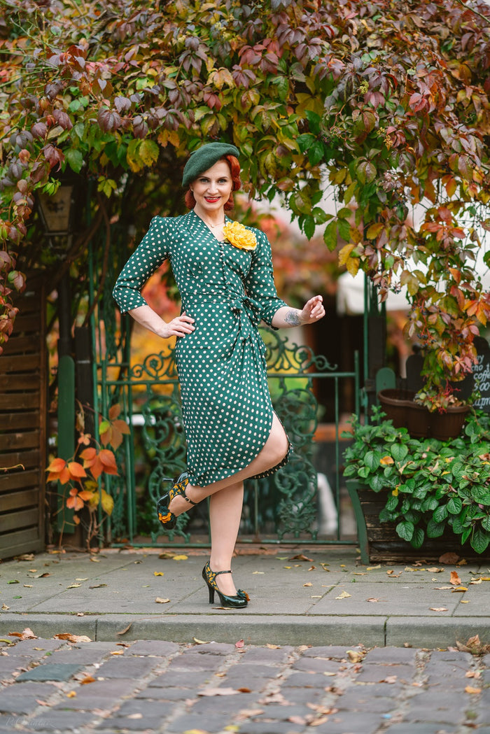 "Mabel" Dress in Mimosa Yellow Print, A Classic 1940s Vintage Style ...