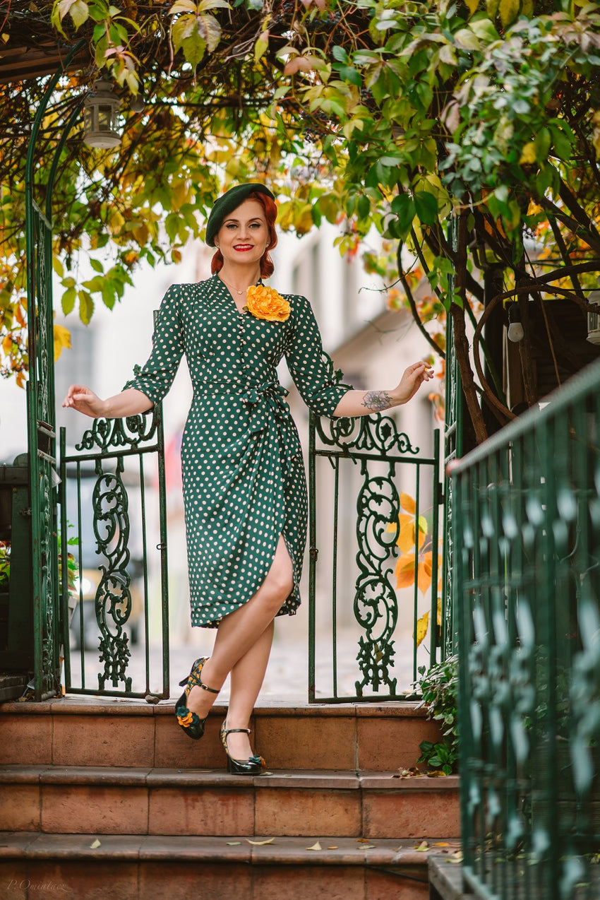 "Mabel" Dress in Mimosa Yellow Print, A Classic 1940s Vintage Style ...