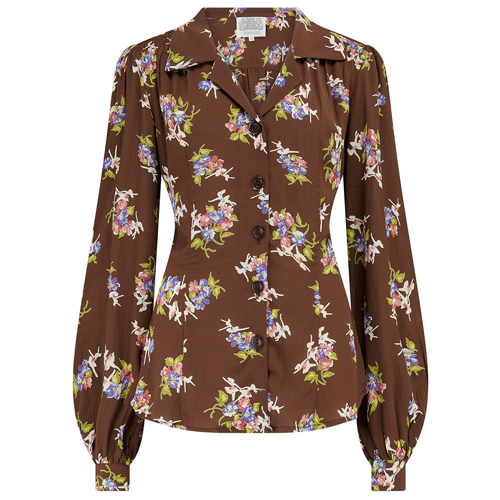 Poppy Long Sleeve Blouse in Brown Floral Dancer , Authentic & Classic ...