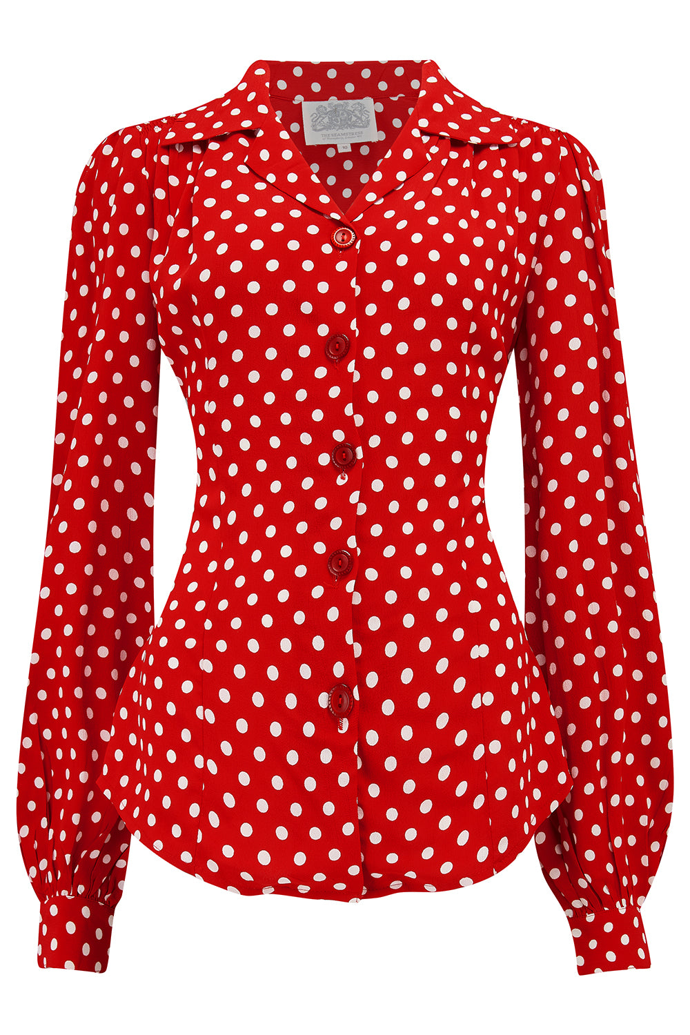 Poppy Long Sleeve Blouse in Red Polka, Authentic & Classic 1940s Vinta ...
