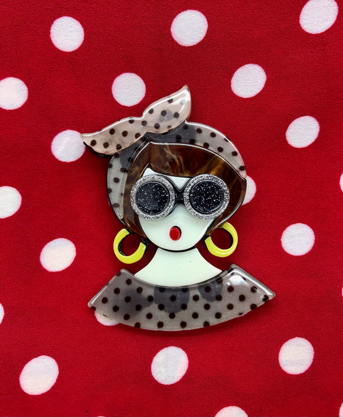 Kitsch Vintage Lady Acrylic Pin Brooch, Fun Rockabilly Style & Oh So K ...