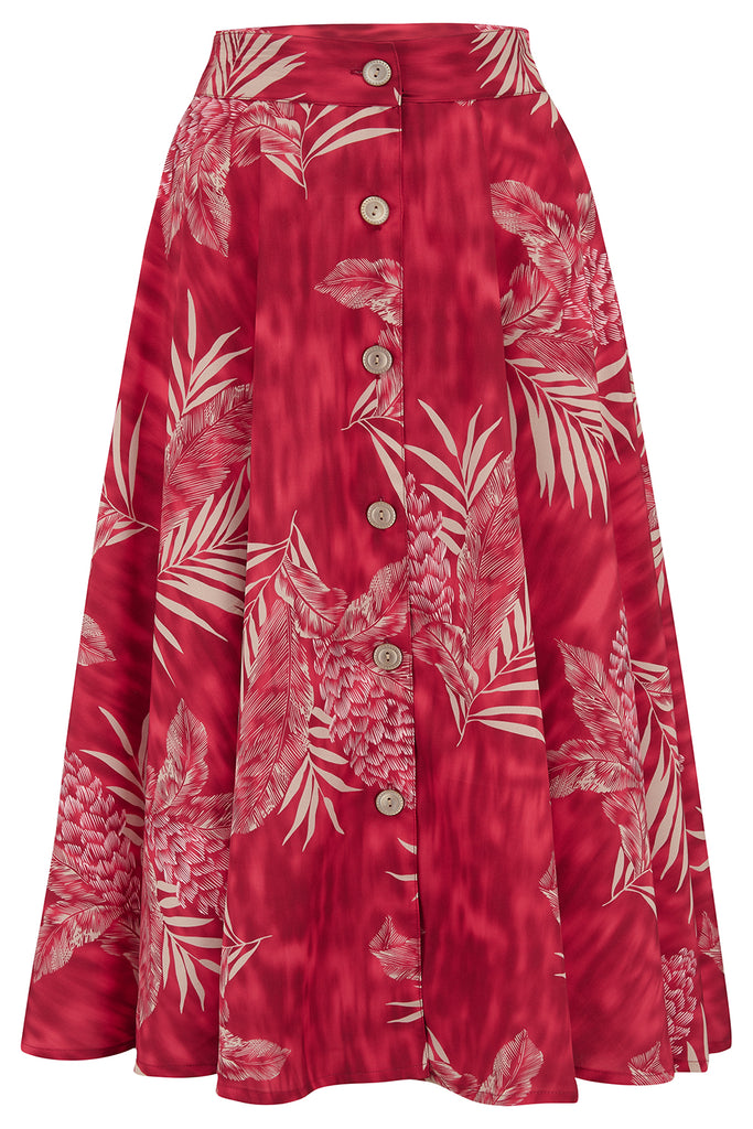 "Beverly" Button Front Full Circle Skirt with Side Inseam Pockets in Yellow Abstract Heart Print ...