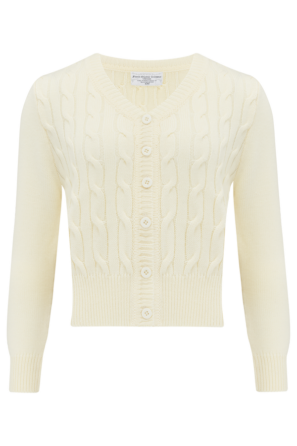 Cable Knit Cardigan in Cream, Stunning 1940s True Vintage Style – Rock ...