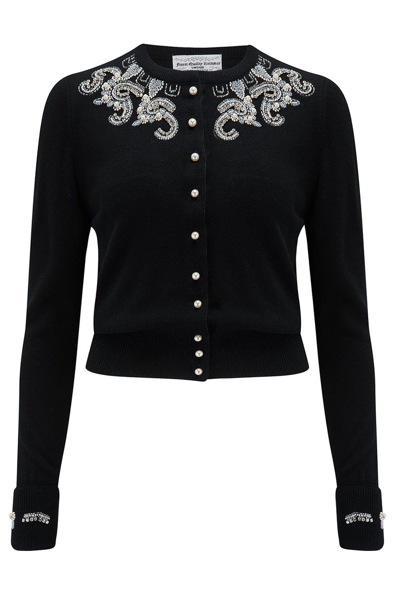 The Beaded Cardigan in Black, Stunning 1940s Vintage Style – Rock n Romance