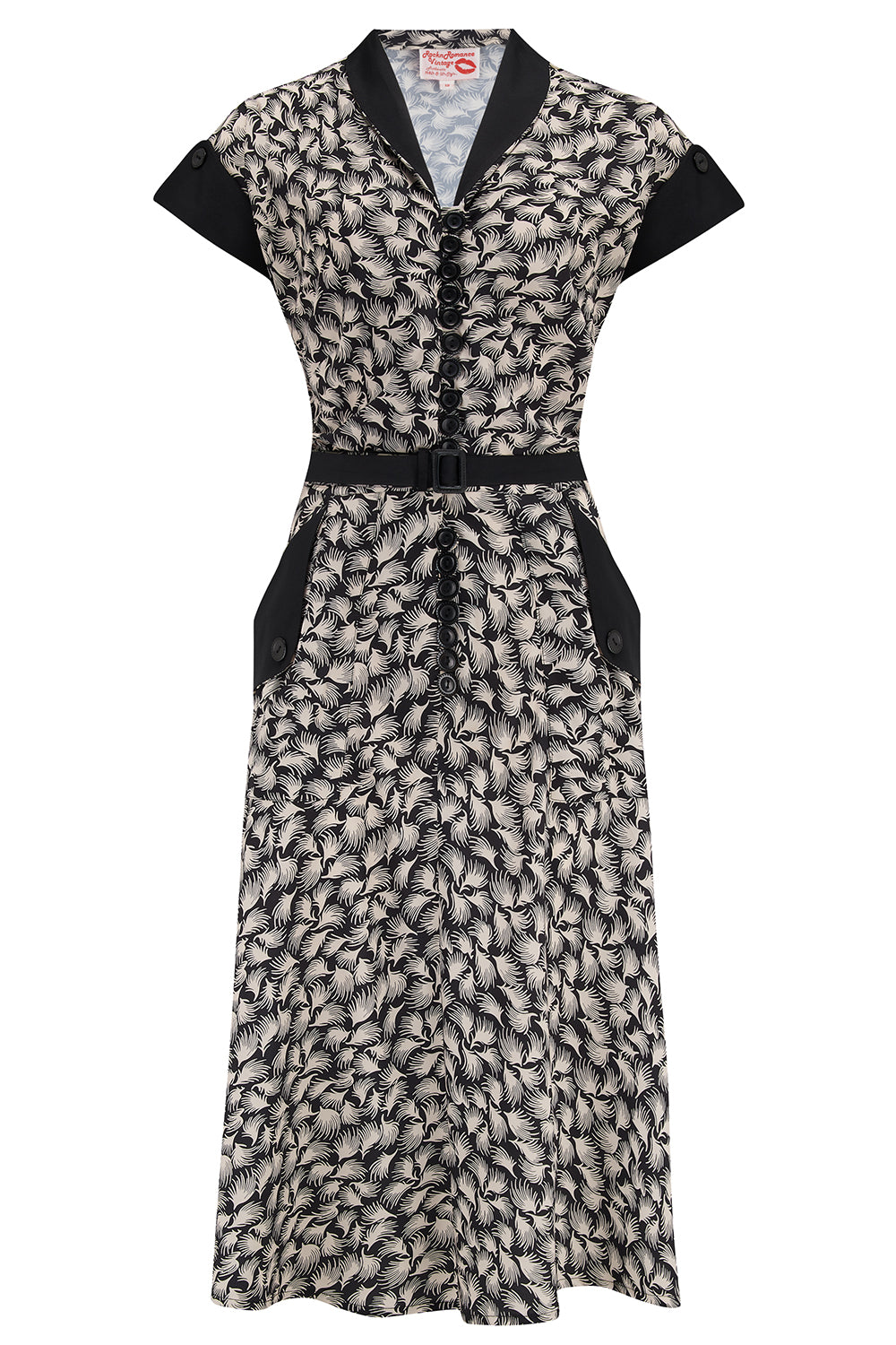 The "Casey" Dress in Black Whisp Print, True & Authentic 1950s Vintage ...