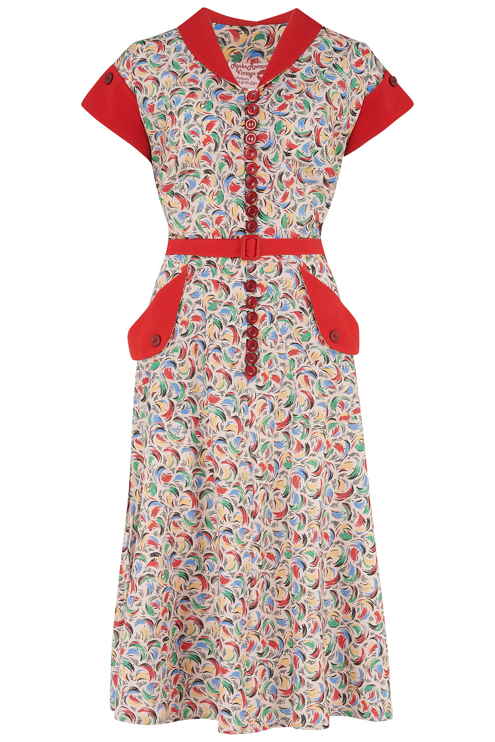 The "Casey" Dress in Tutti Frutti Print With Red Contrasts, True & Aut ...
