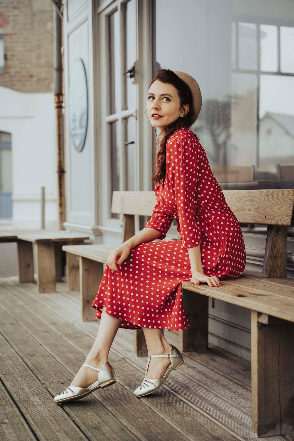 Milly Day Dress In Red With White Polka Dot , 1940s true vintage ...