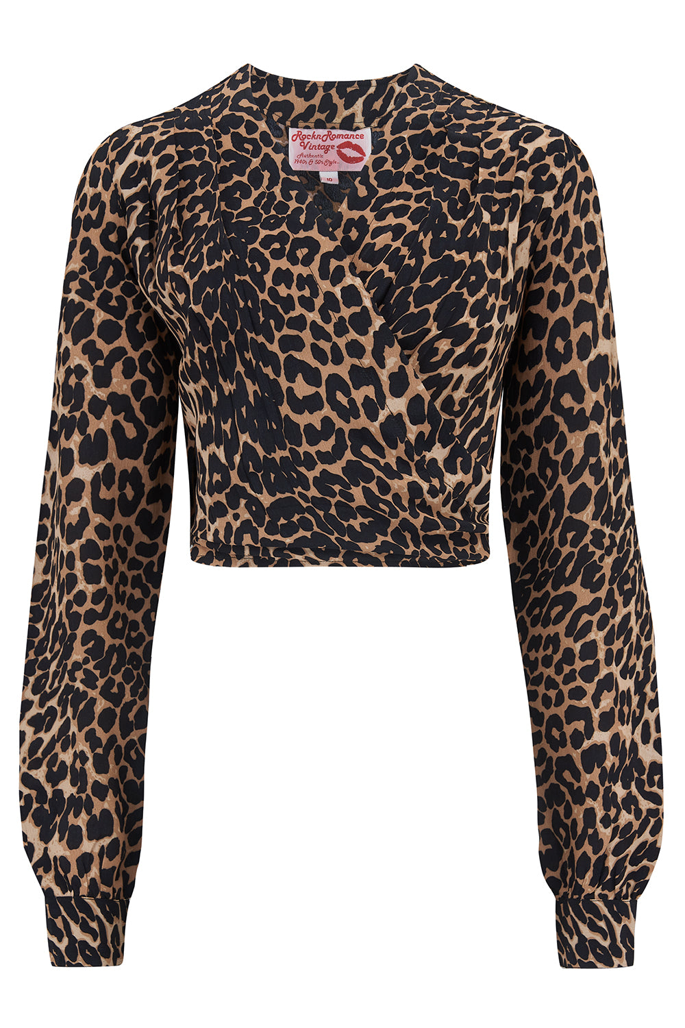 The 1950s Darla Long Sleeve Wrap Blouse in Leopard Print, True Vintage ...
