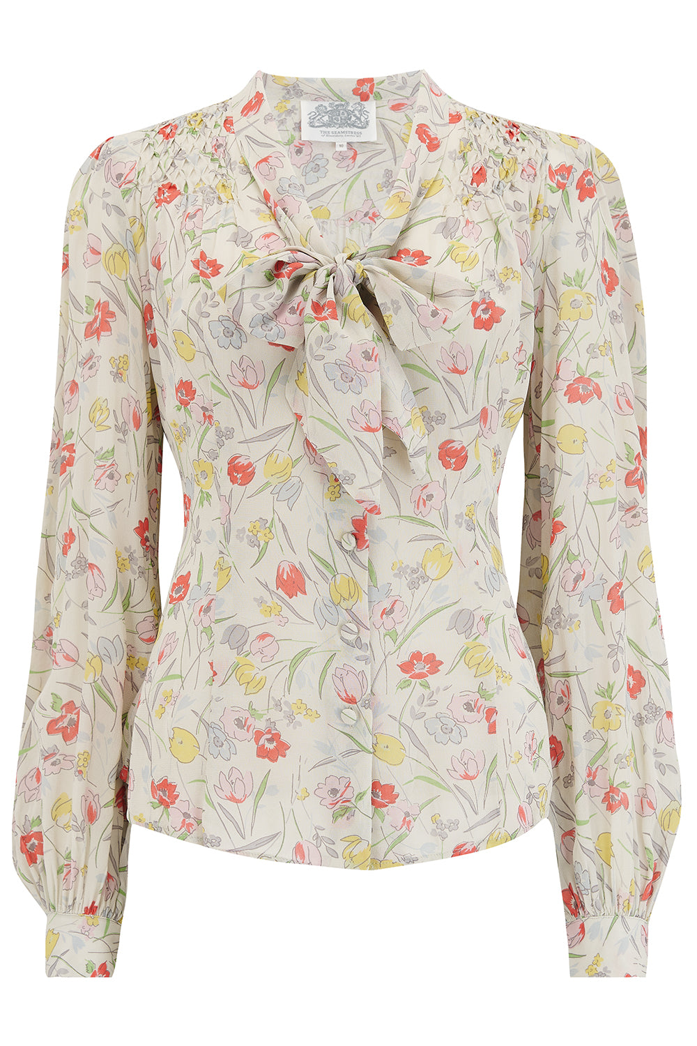 "Eva" Long Sleeve Blouse in Georgette Poppy Print Authentic & Classic ...