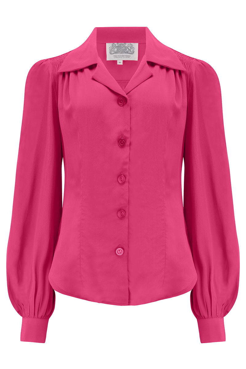 Poppy Long Sleeve Blouse in Raspberry Pink , Authentic & Classic 1940s ...