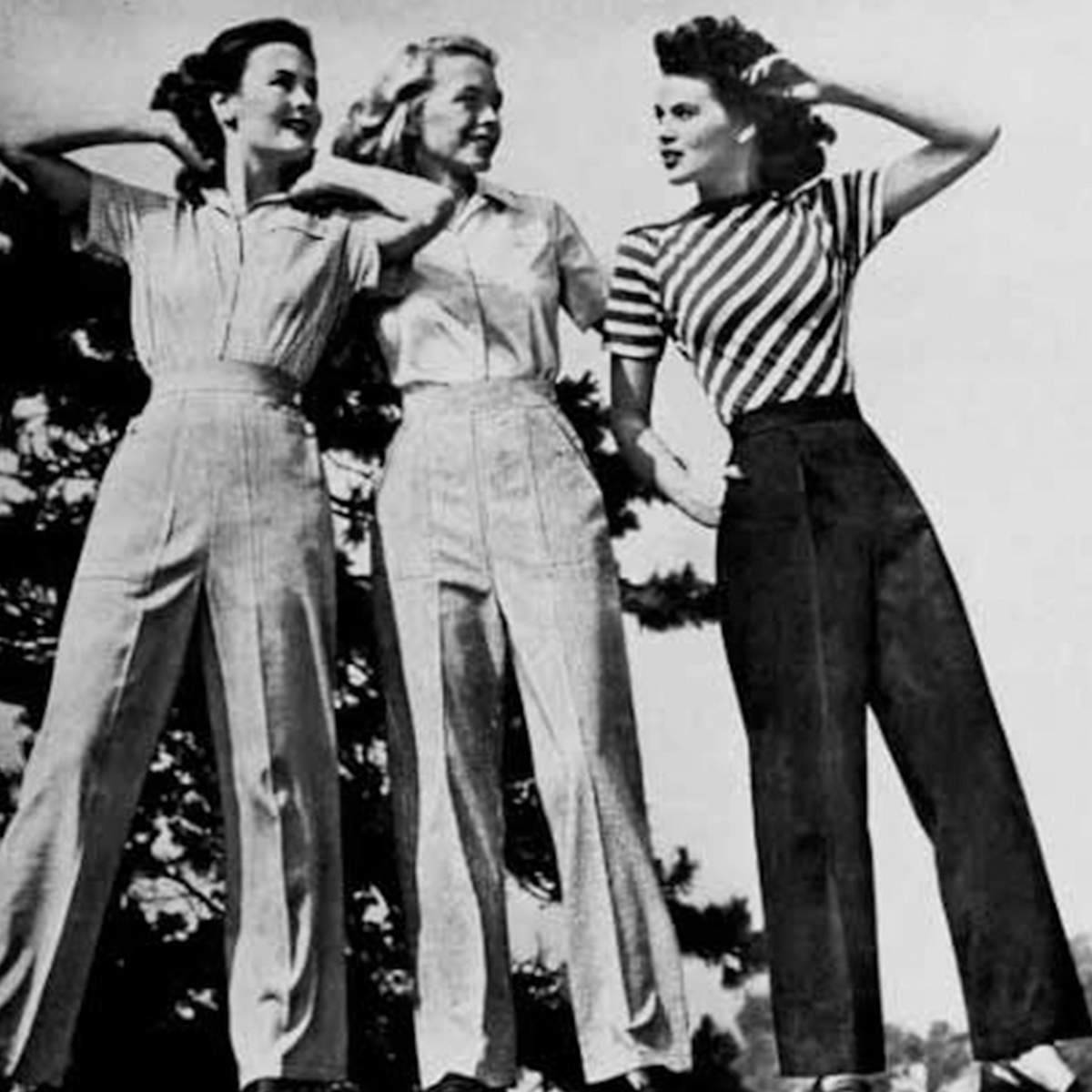 1940s Tailored "Audrey" Trousers, In Stone Classic Vintage Style – Rock ...