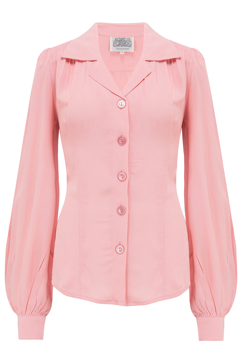 Poppy Long Sleeve Blouse in Pink Blossom, Authentic & Classic 1940s Vi ...