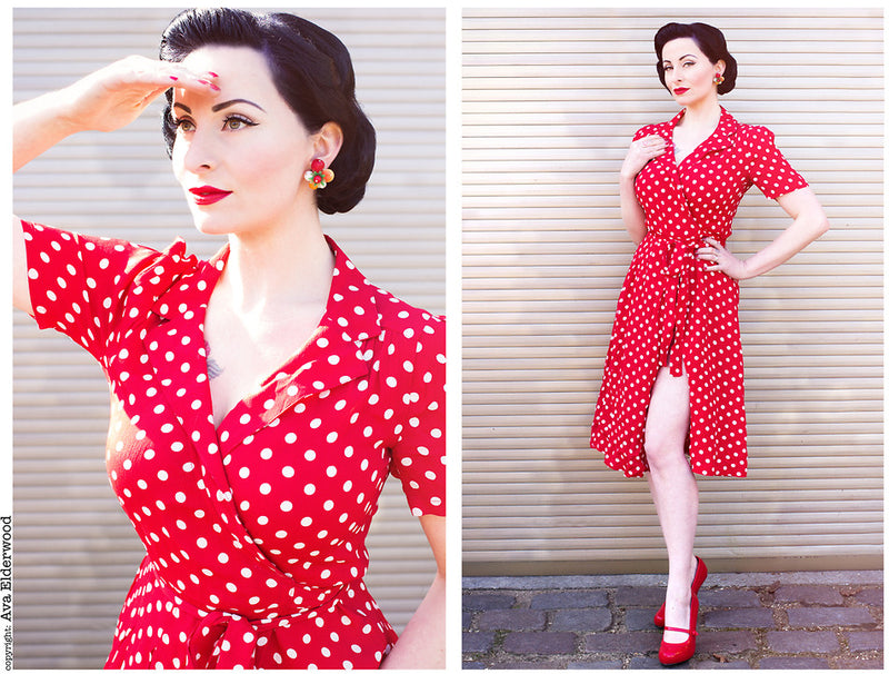"Peggy" Wrap Dress in Red with Polka Dots The Seamstress of Bloomsbury ...